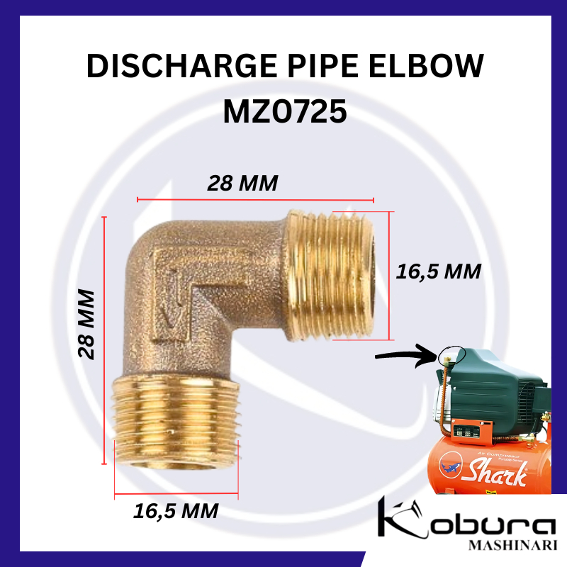 Discharge Pipe Elbow MZ 0725 Portable Brass Electric Compressor Air ...