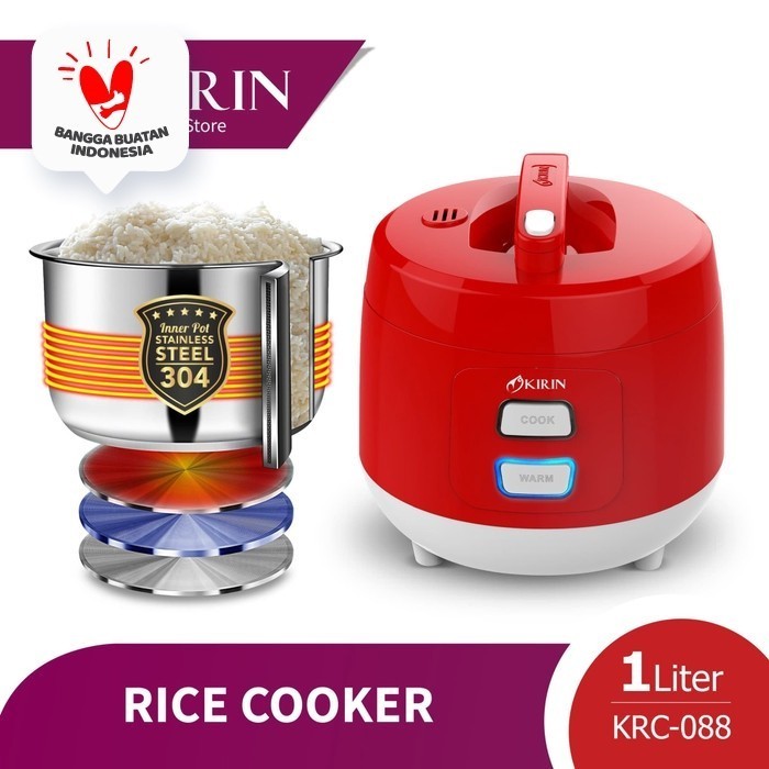Kirin Stainless Steel Rice Cooker 1 Liter - KRC088 - ORIGINAL | Shopee ...