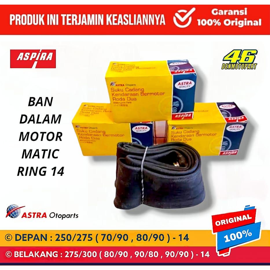 Original Motorcycle Inner Tube [ASPIRA] 250/275 & 275/300 MATIC RING 14 ...