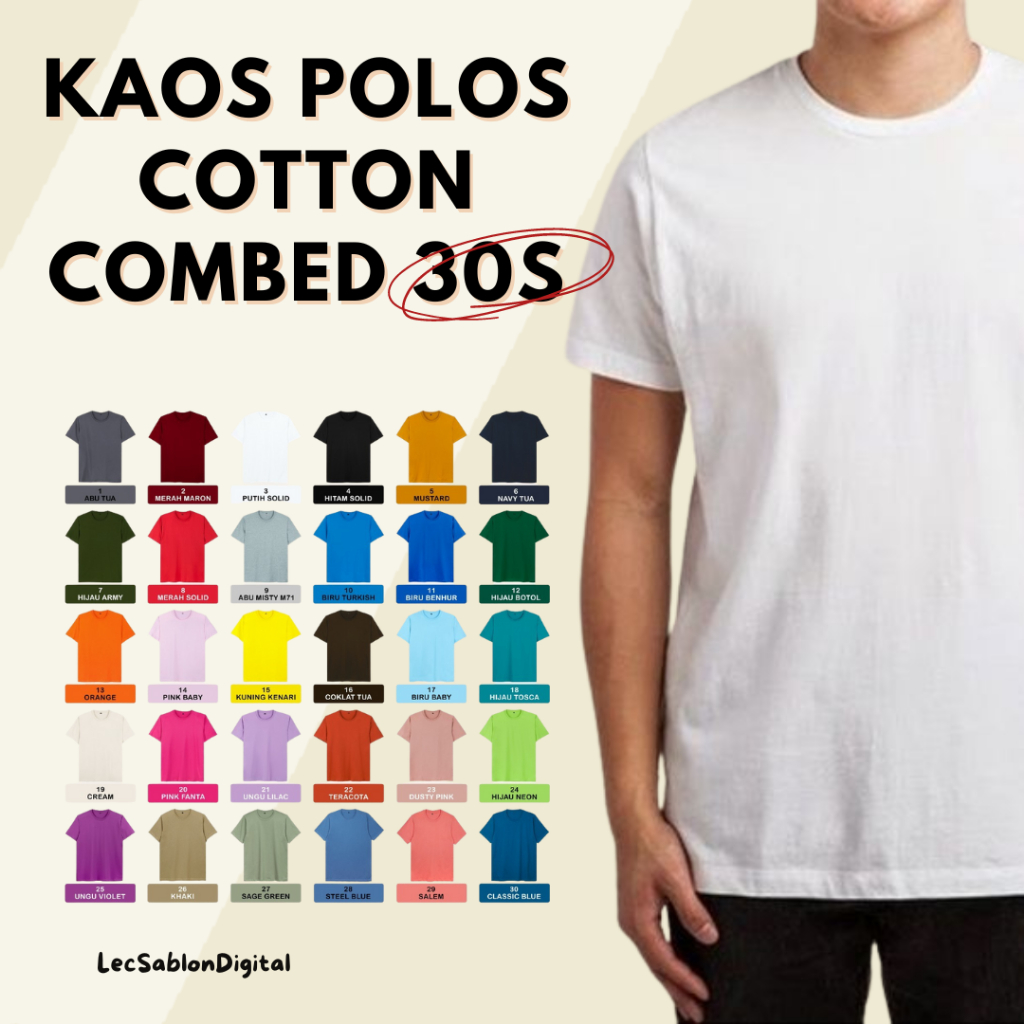 KATUN Cotton Combed 30S Men's Short Sleeve Plain T-Shirt (Women And Men ...