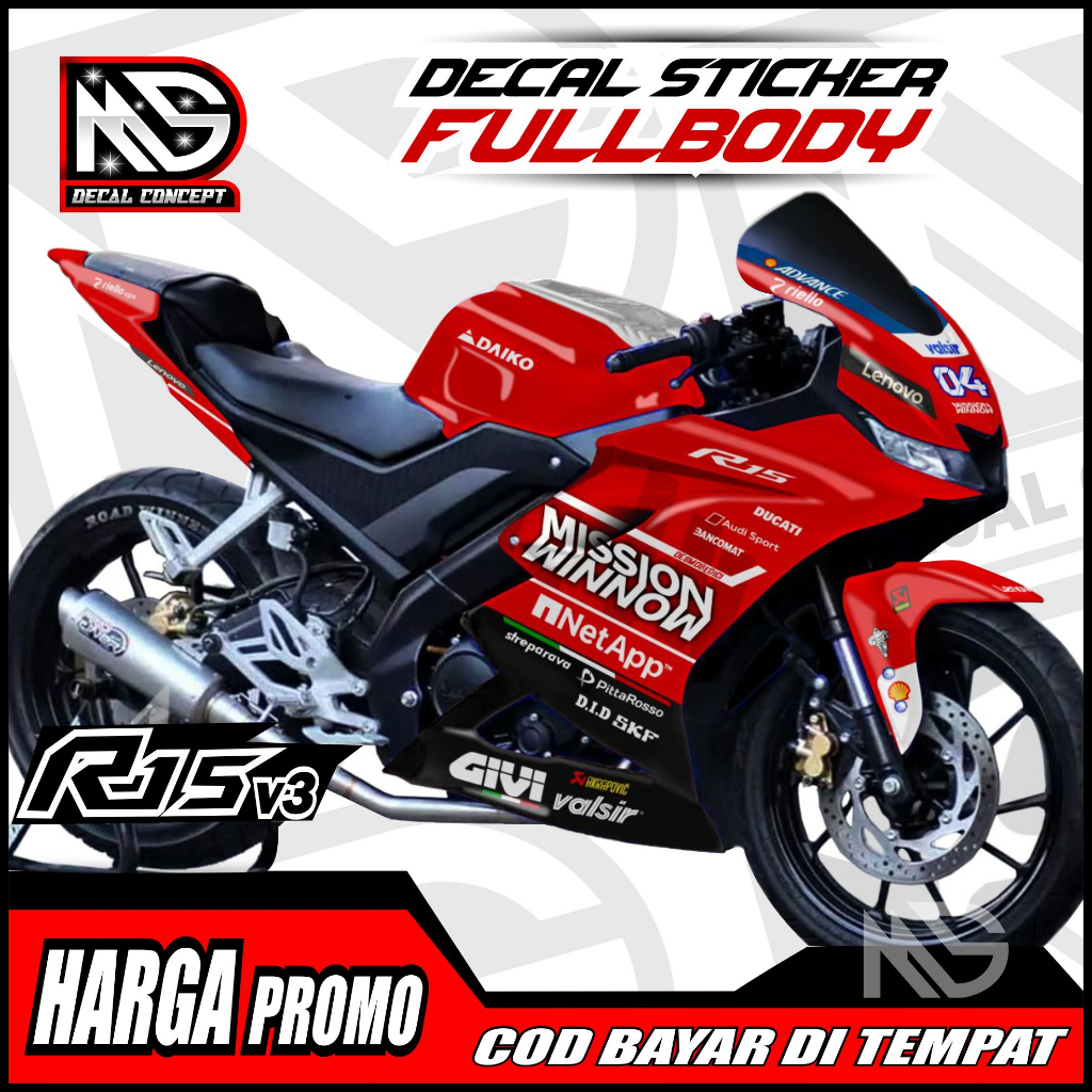 Decal Sticker fullbody_Yamaha R15 V3 Sticker Decal R15v3 Fullbody ...