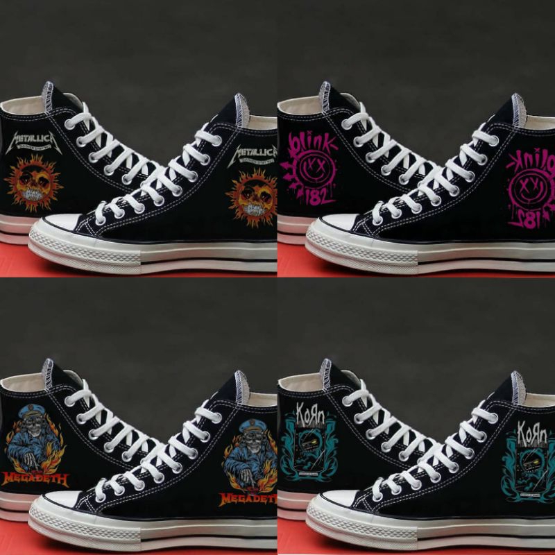 Converse SHOES - METALLICA SHOES - KORN - MEGADETH - BLINK 182 | Shopee ...