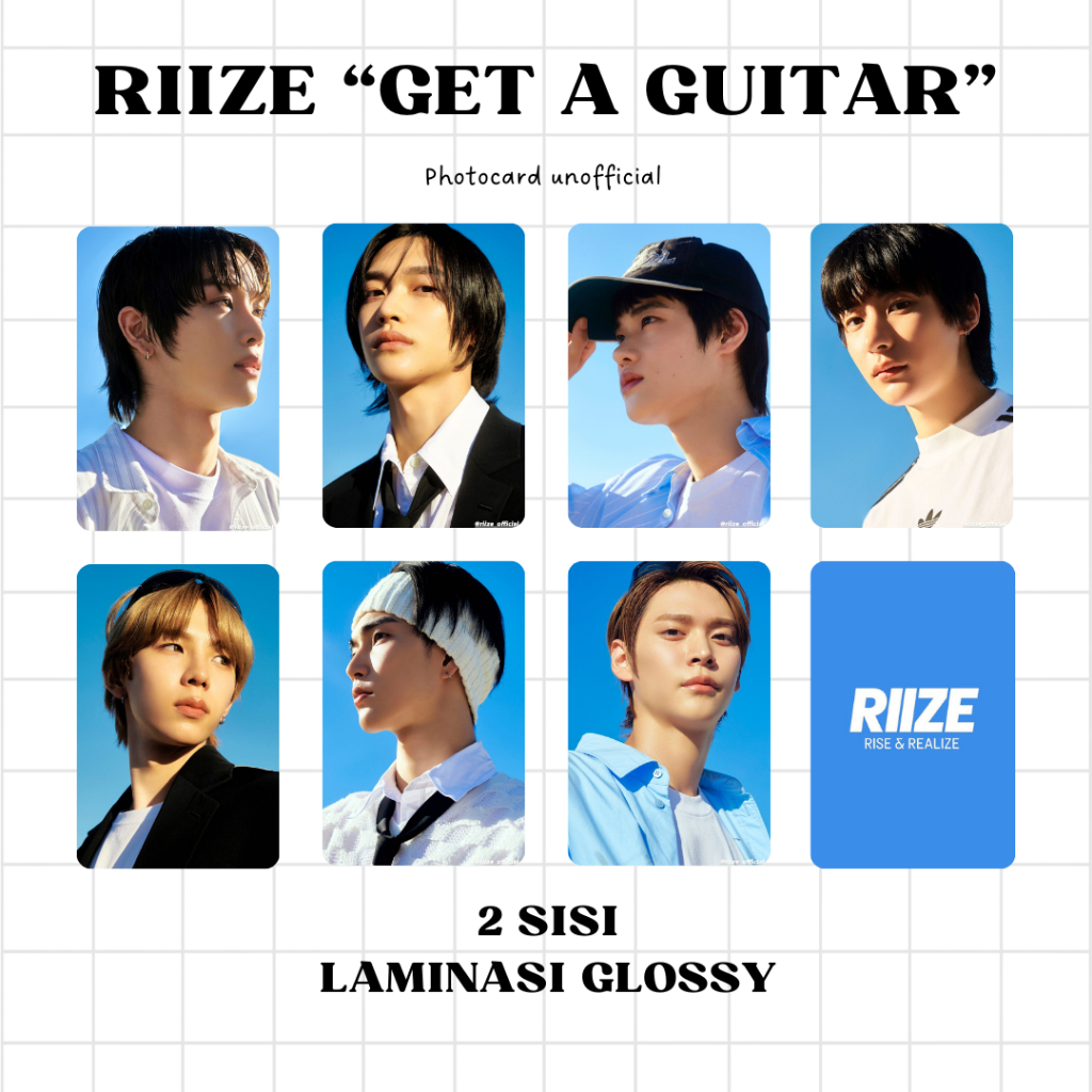 MERAH Photocard RIIZE GET A GUITAR PHOTOCARD UNOFFICIAL 2-sided GLOSSY ...