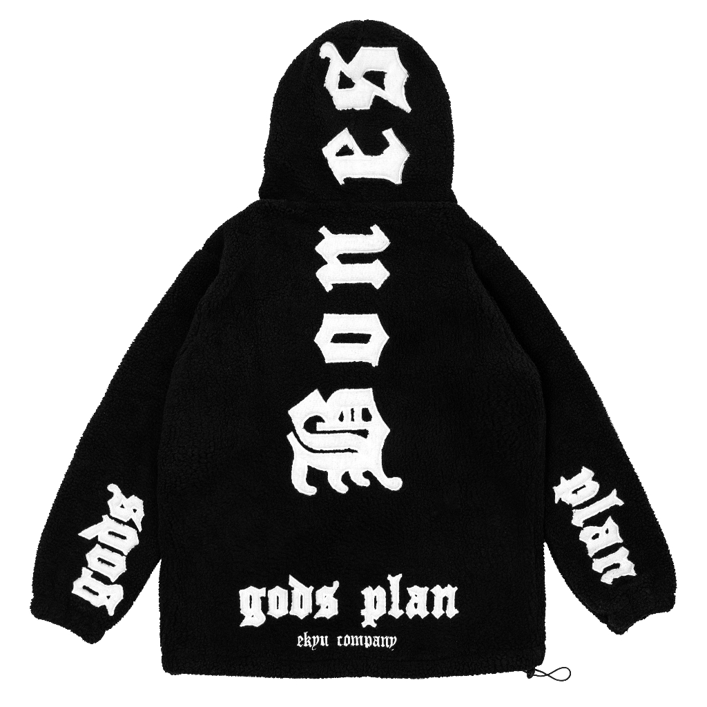 PUTIH Sherpa GODS PLAN HOODIE White BLACK Jacket Men Women by Ekyu ...