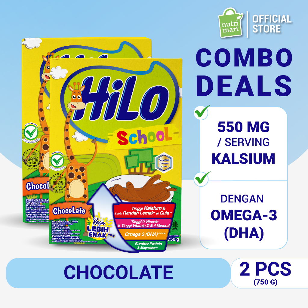 Twin Pack - HiLo School Chocolate 750gram - High Calcium Milk Lower Fat ...