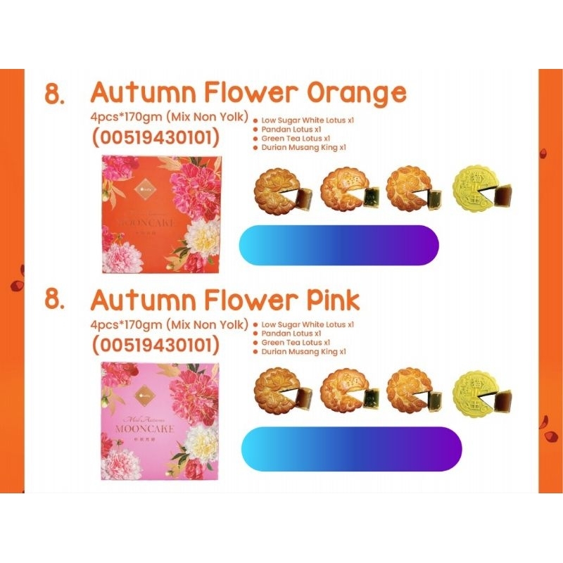 Mooncake casahana box mix autumn 4 red orange green gold pink | Shopee ...