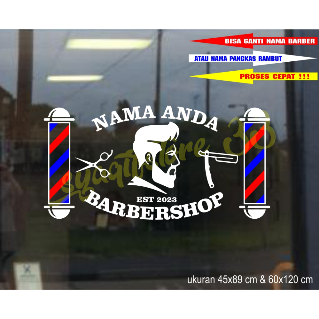CUSTOM STICKER NAME BARBERSHOP BARBER SHAVE CUTTING HAIRCUT | Shopee ...