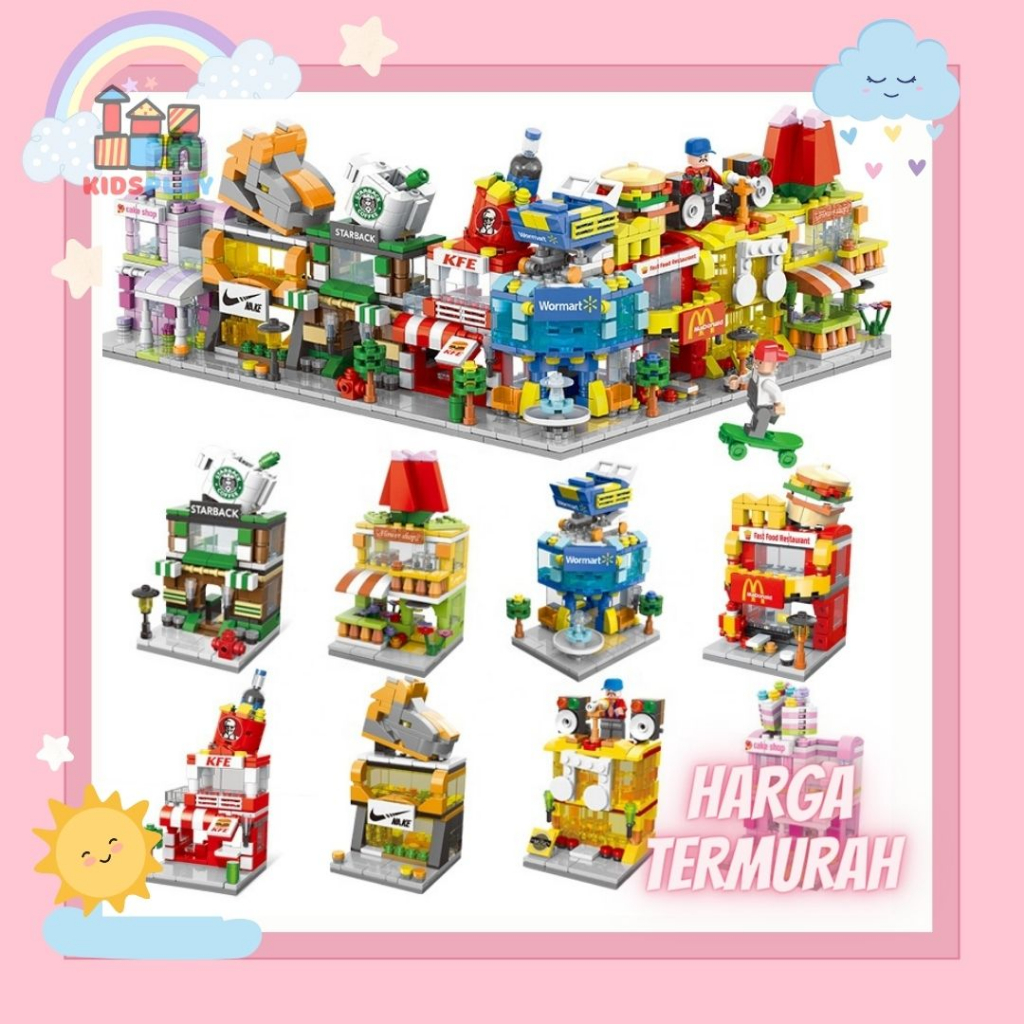 Building Blocks Lele Brother Mini City Street View Building Brick Block ...