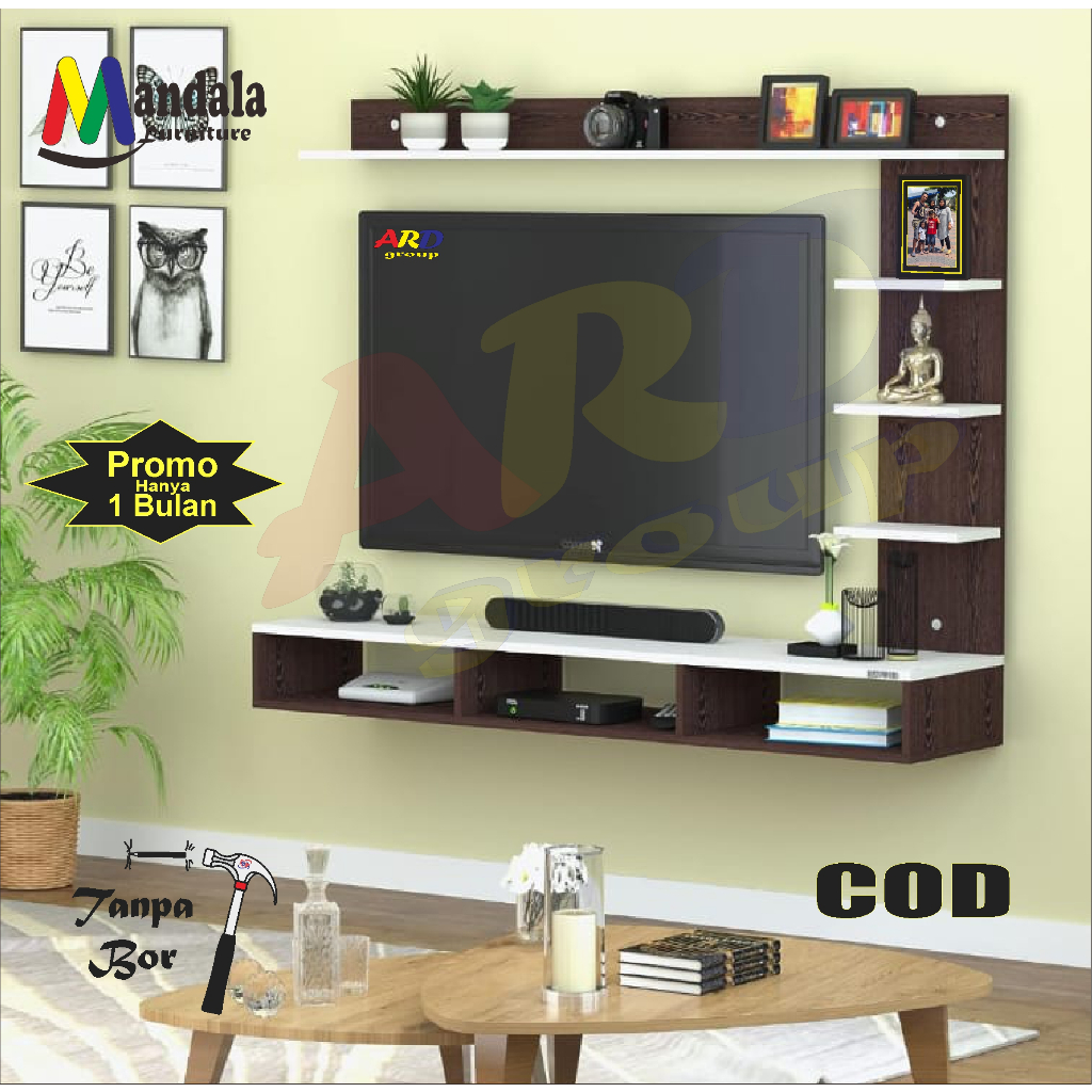 (RTV 027) Minimalist Hanging Wall TV Rack / Wall Mounted TV Table 32-55 ...