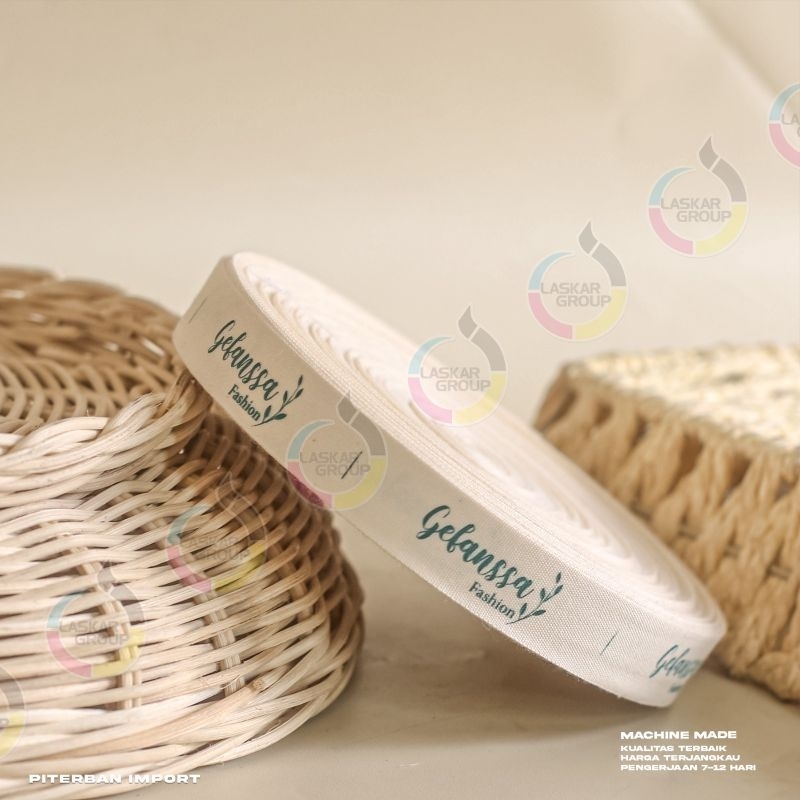 KATUN 100 pcs cotton labels / hijab labels / mask labels / cream cotton ...