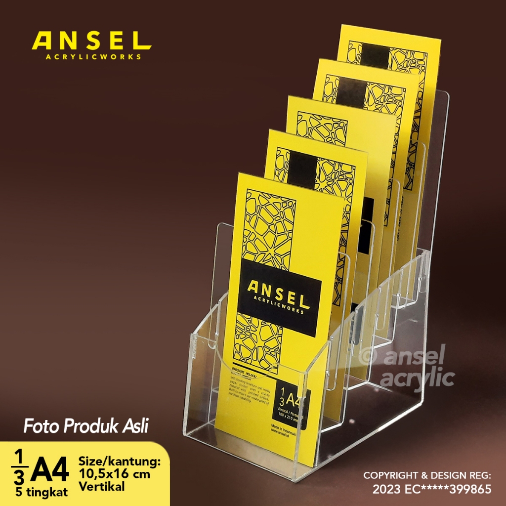 Ansel Acrylic Flyer Brochure Holder Level - 1/3 A4 - A6 Ver - Type E 5 ...