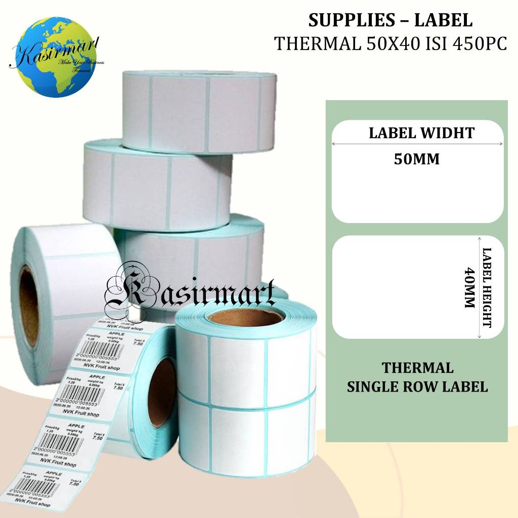 Thermal Label Sticker Paper 50x40 1 Line Contents 450pc Thermal Label ...