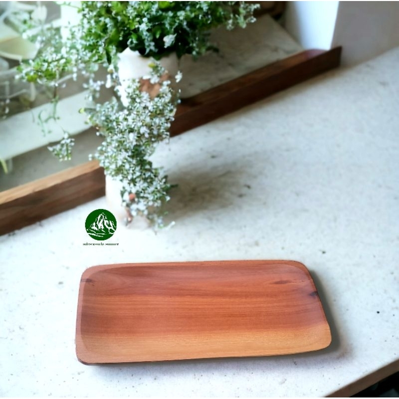 KAYU Wooden plate | Oval SQUARE PLATE | Shopee Malaysia