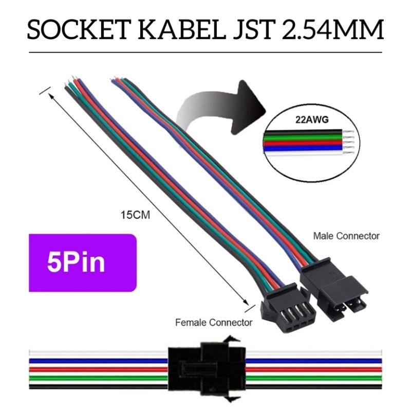 Jst 5 Pin 2.54mm Cable Socket SM5 EL Clip Connector Plug | Shopee Malaysia
