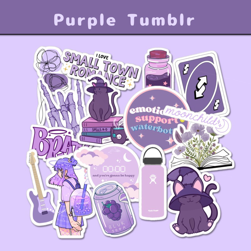 Purple Sticker Pack Lilac Sticker Aesthetic tumblr Sticker | Shopee ...