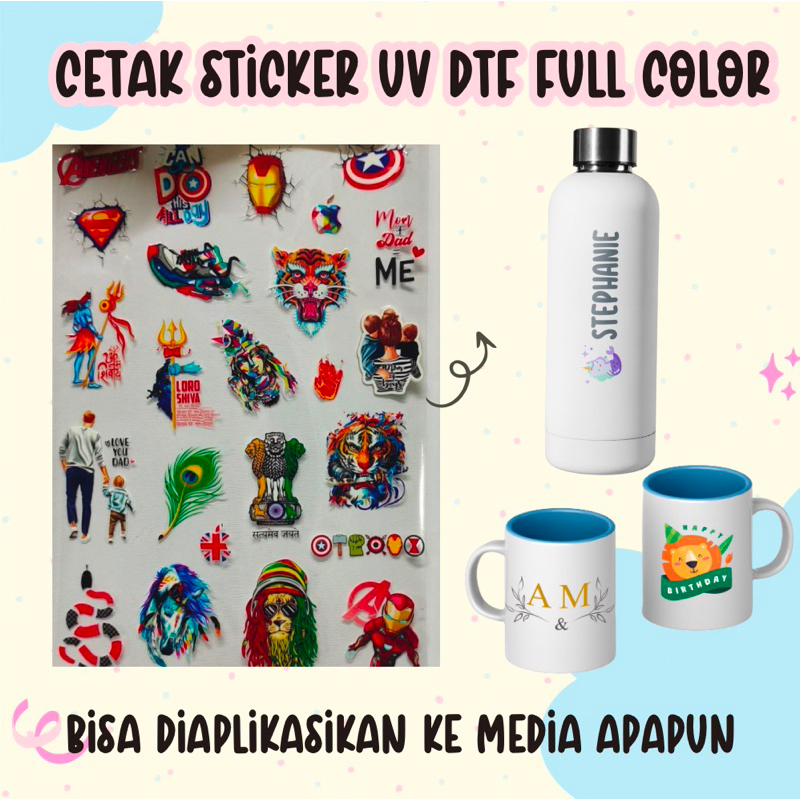 MINIMAL Sticker UV DTF/UVDTF Decal Dry CUSTOM DESIGN FULL COLOR WCMYK ...