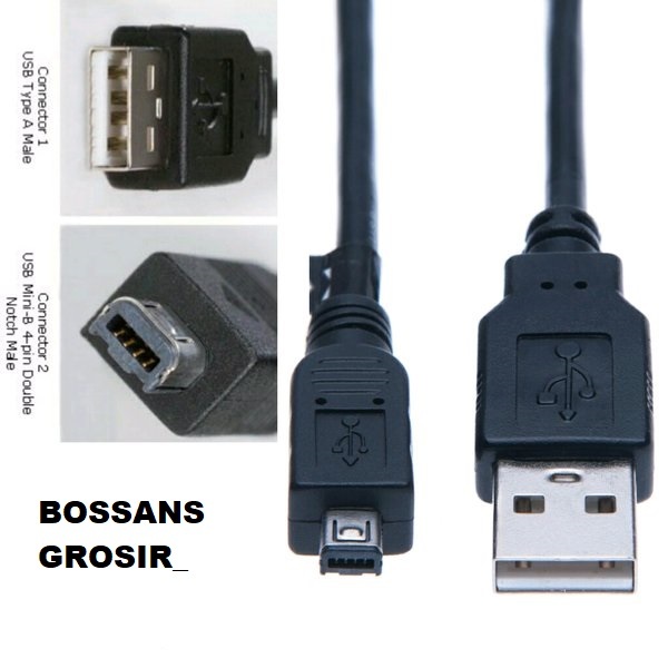 USB 2.0 Male to USB Mini B 4 Pin Digital Camera Interface Data Cable ...