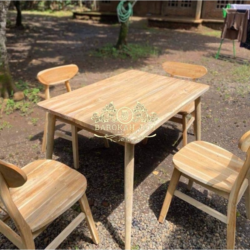 KAYU Teak Wood Dining Table Chairs, 4-chair Model, Not Finished | Teak ...