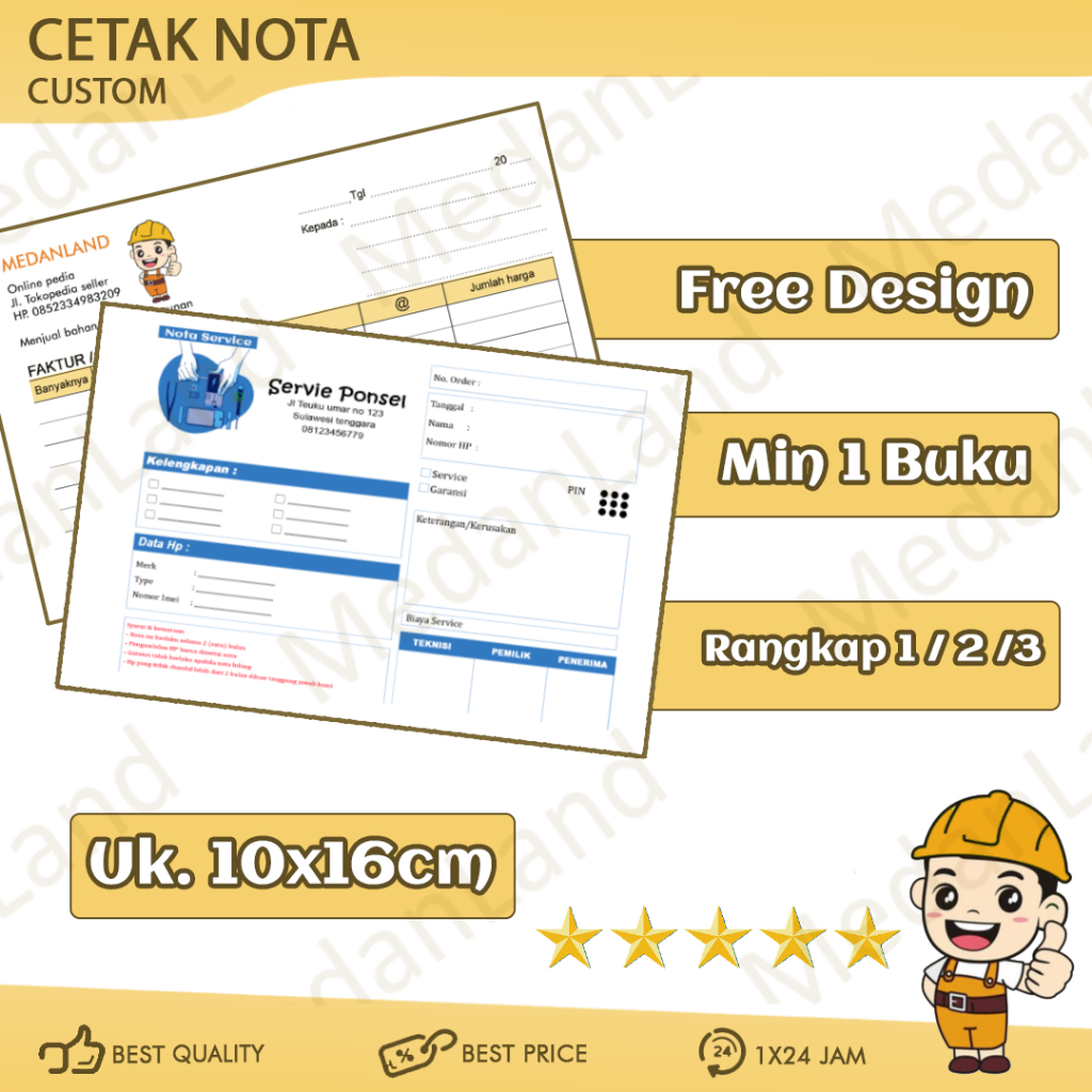 [Can Unit] Print bon 1/4 folio Invoice Notes Double Unit Receipt 1 2 3 ...