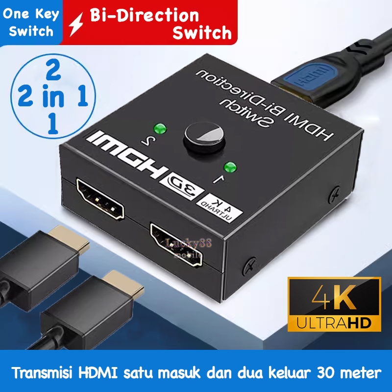 LAYAR Hdmi Bi-Direction Switch 2 Modes 2 Port 3D 4K 2k Ultra HD 1080P ...