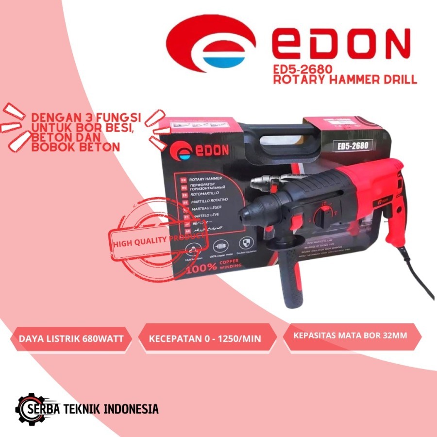 MESIN Rotary HAMMER EDON ED5-2680 BOBOK MACHINE CONCRETE WALL | Shopee Malaysia