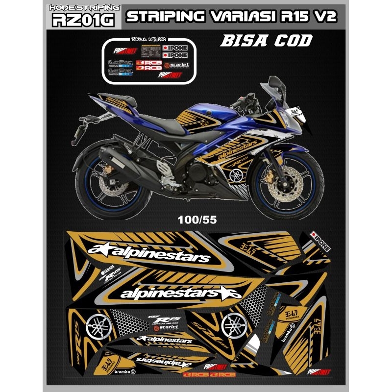 Old R15 sticker striping, variation of decals, not the Yamaha R15 full ...