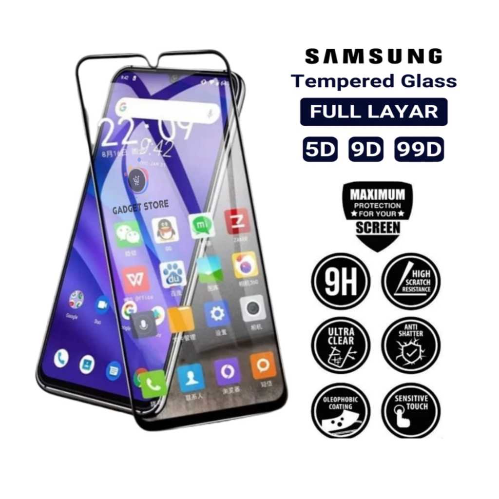 LAYAR Tempered Glass Full screen 5D Samsung M10 10s M11 M12 M20 M30 M21 M32 M31 M32 5g M22 M23 ...