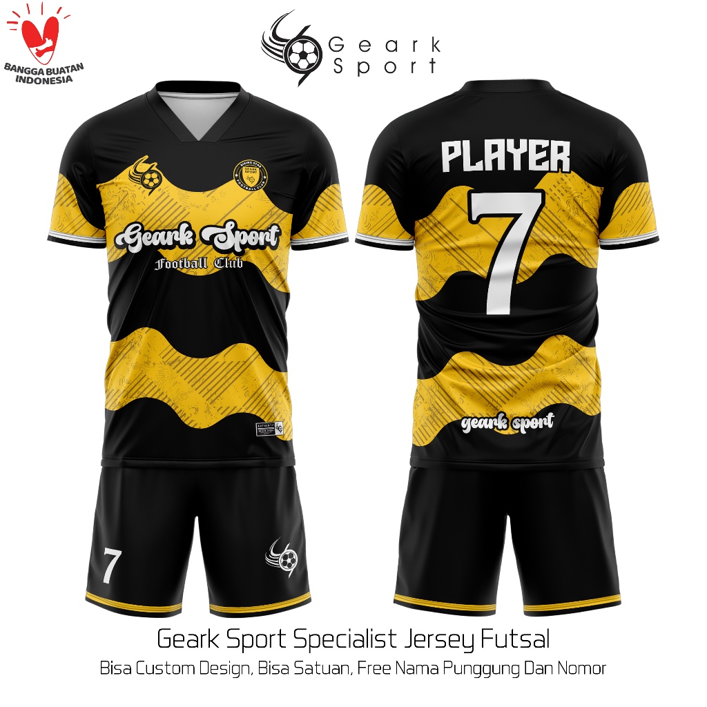 The Newest Football/Futsal Jersey Full Printing YELLOW SURGE Motif Free ...