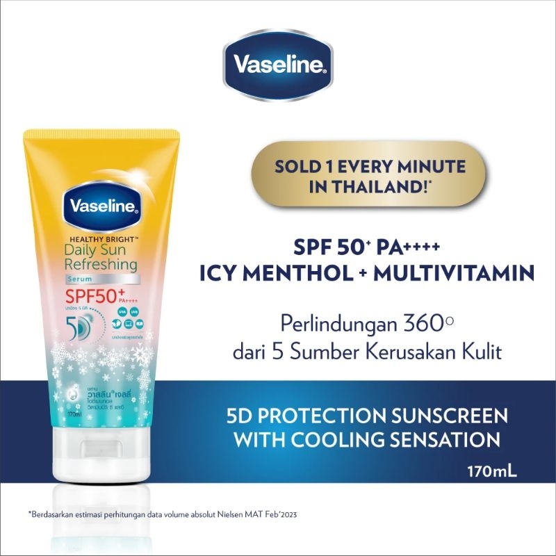 Vaseline Healthy Bright Daily Sun Refreshing SPF50 - Vaseline Gluta Vitamin Sunscreen Serum SPF ...
