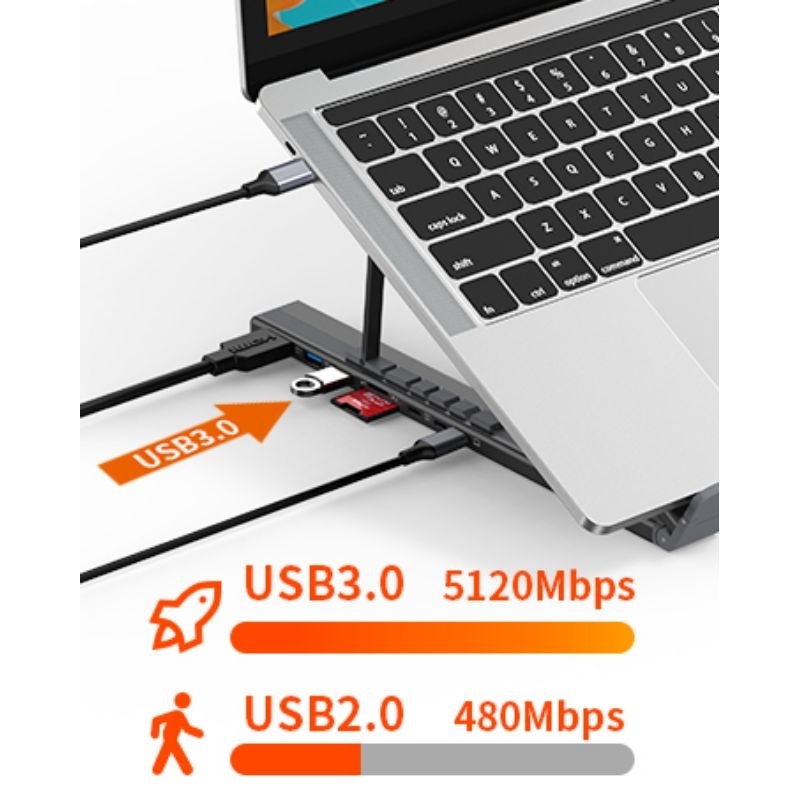 7in1 Usb Type C Hub Built In Laptop Stand | Shopee Malaysia