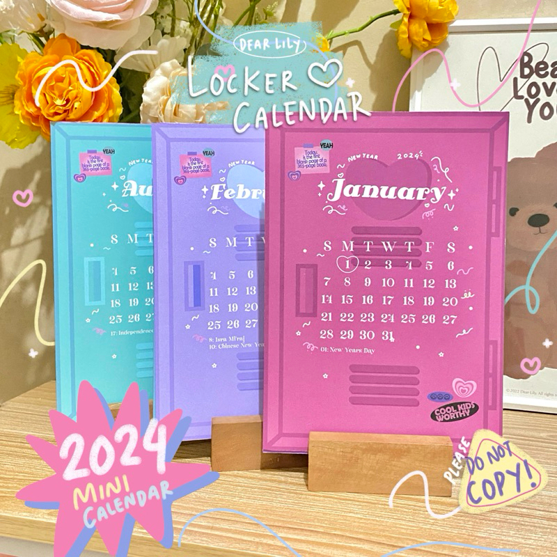 Dear Lily - 2024 Mini Locker Calendar Planner / Cute Aesthetic Design Mini Desk Calendar / 2024 ...