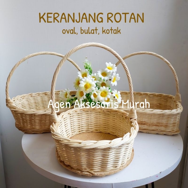 Rattan Basket - Flower Basket/Fruit Basket/Parcel Basket | Shopee Malaysia