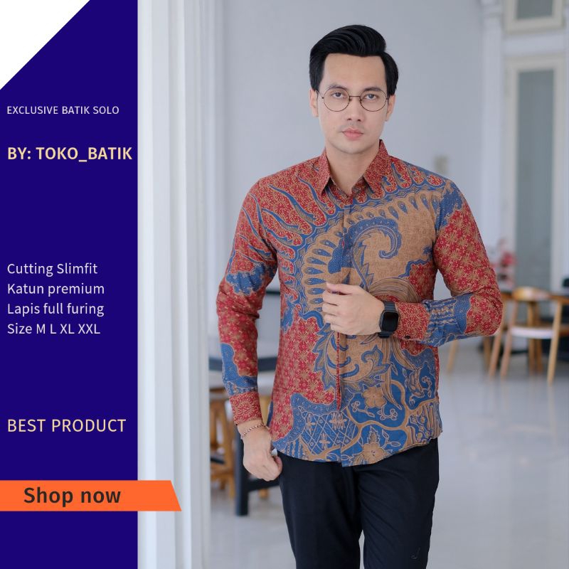 KEMEJA SLIMFIT AND REGULAR MAROON MEN'S BATIK LATEST MODERN BATIK ...