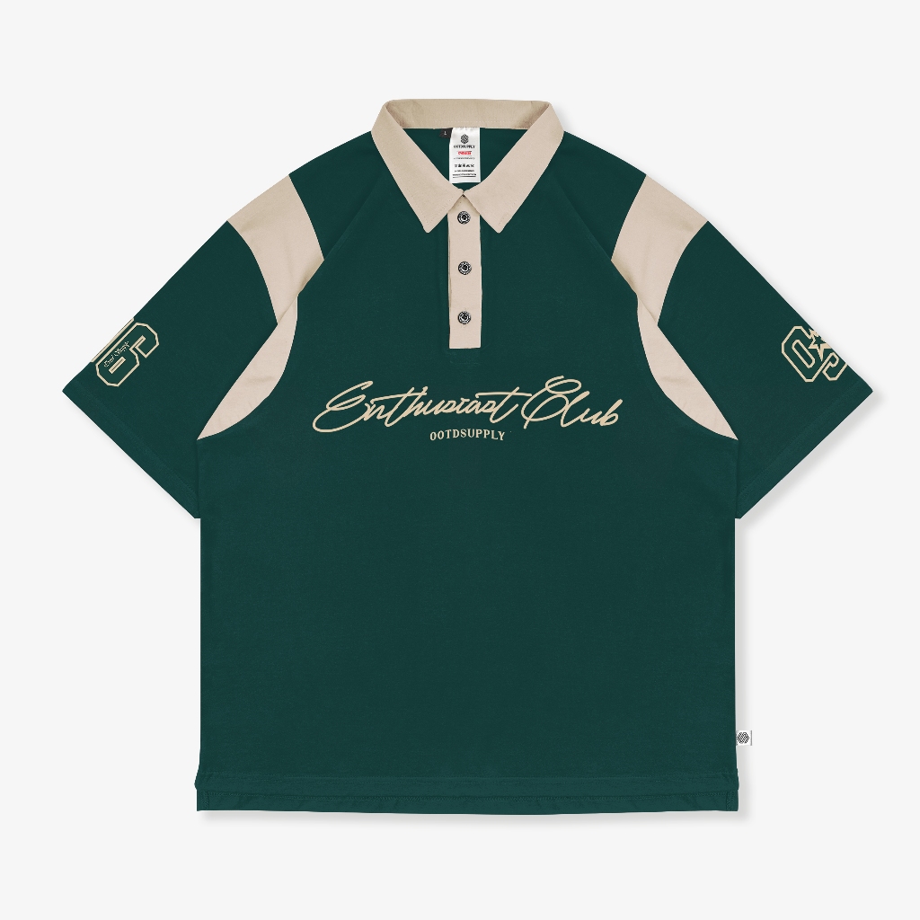 OOTDSUPPLY Oversize Rugby Infinite 96 Green-MoccaPOLO Shirt | T-shirts ...