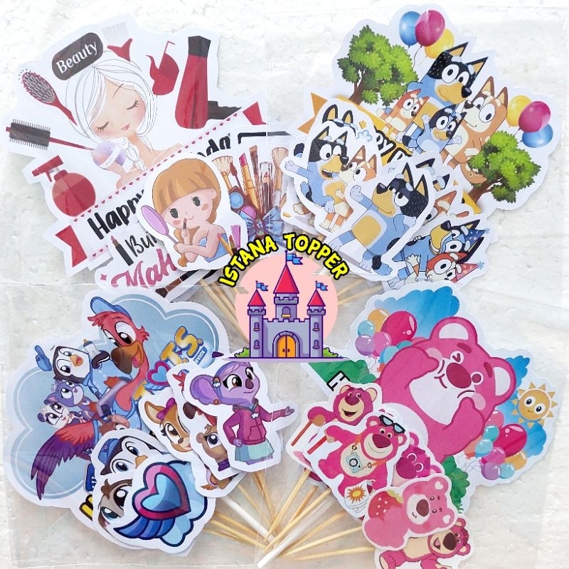 Standart Cake Topper Theme Make Up, Lotso, Tots, Cartoon Blue Dog ...