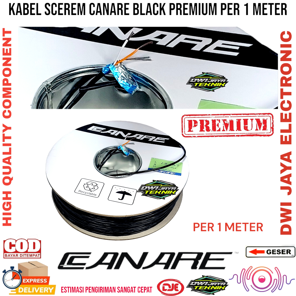 HITAM Black SCREEN cable Stereo CANARE SCREEN cable Good copper ...