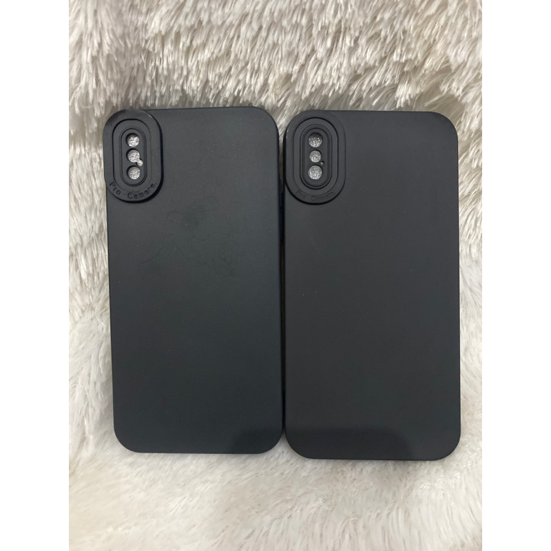 HITAM Softcase FULL BLACK IPHONE X/XS/XR CASE MACARON PRO CAMERA PLAIN ...