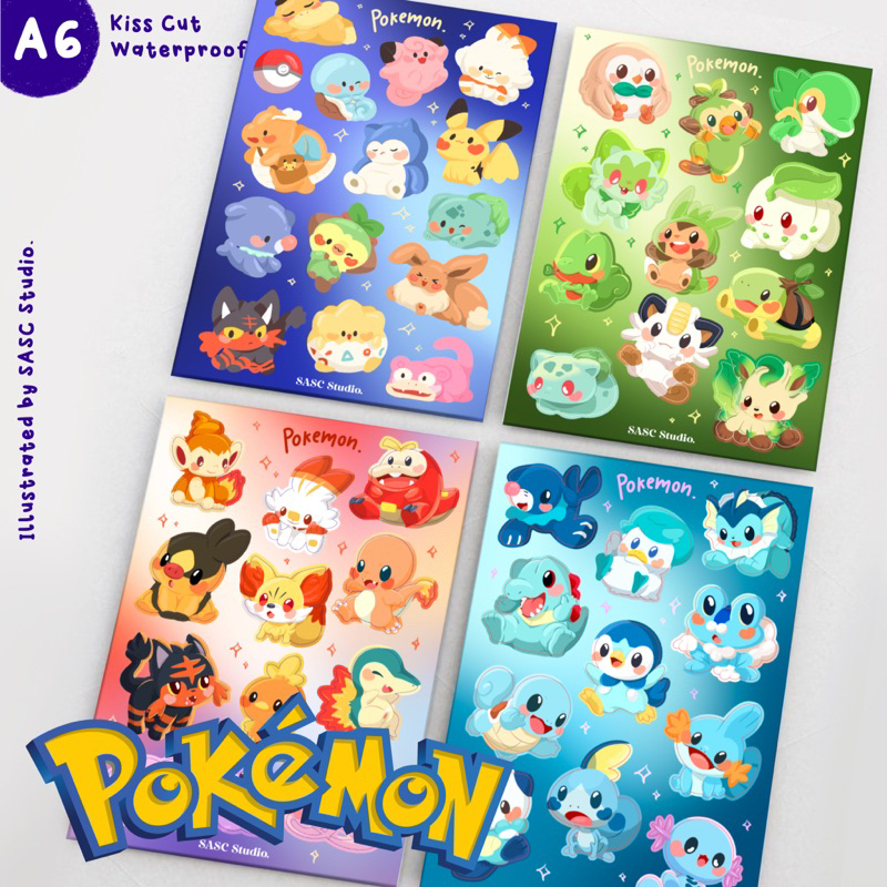 POKEMON baby | A6 waterproof sticker sheet | Pikachu bulbasaur squirtle ...