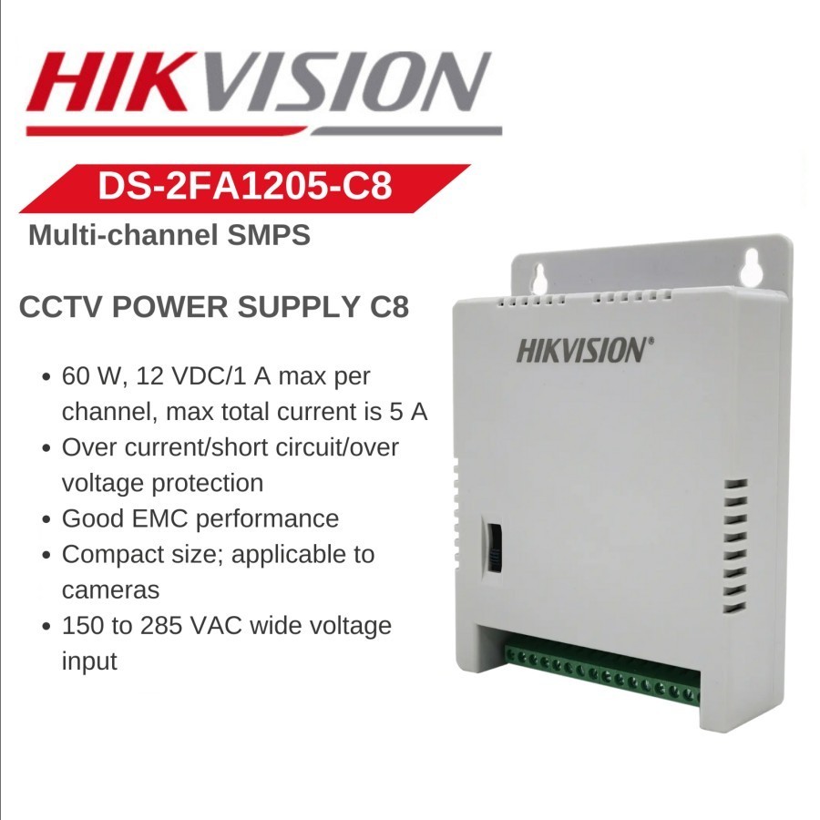 HIKVISION POWER SUPPLY DS-2FA1205-C8 CCTV PSU ADAPTER 8CH 12V 60W | Shopee Malaysia