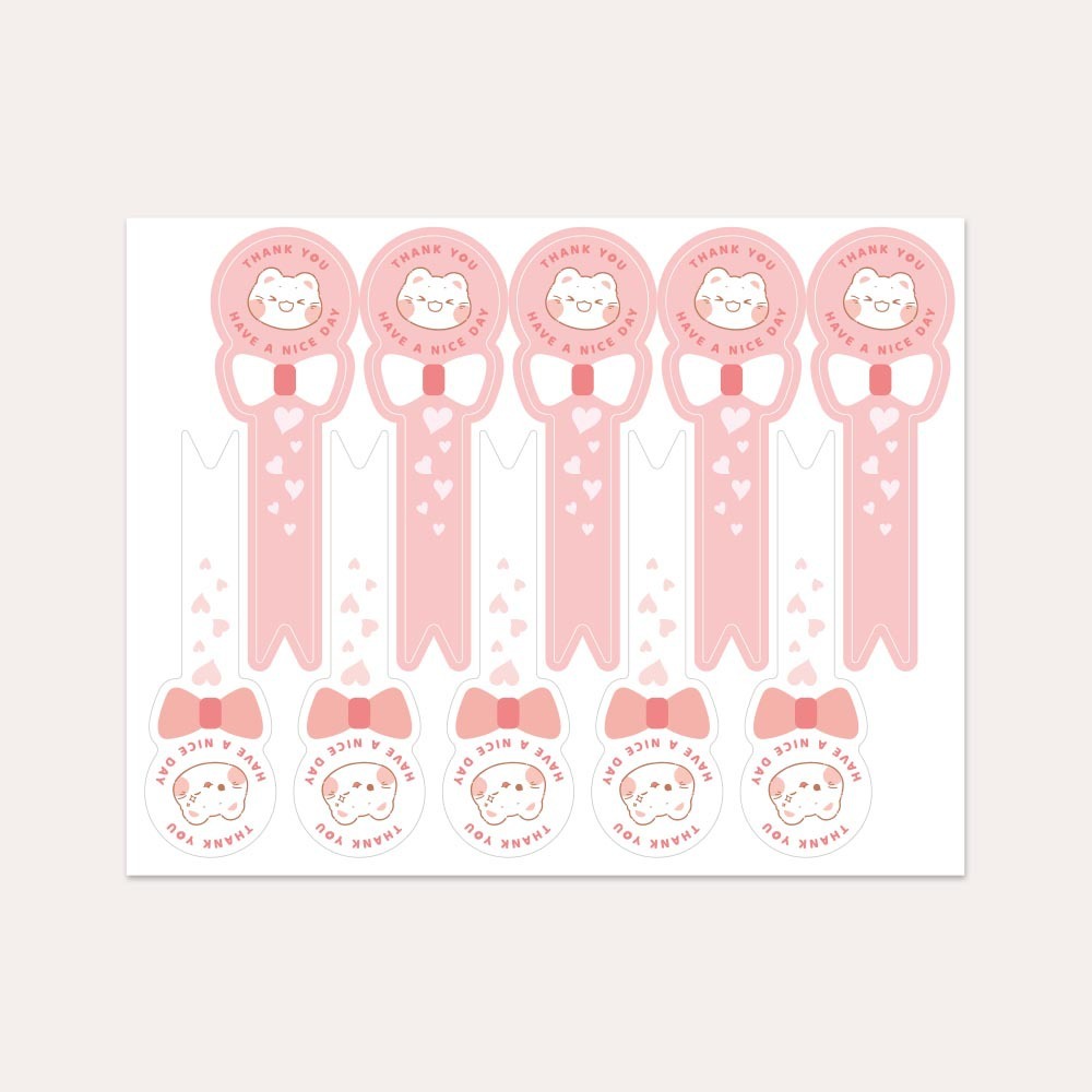 Thank You Label Stickers PINK Sticker TQ Seal Cake Decoration Box ...