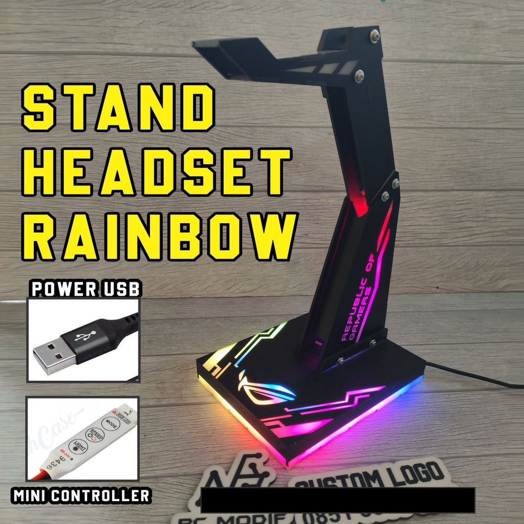 ROG Led Headset Stand RGB rainbow custom logo | Shopee Malaysia
