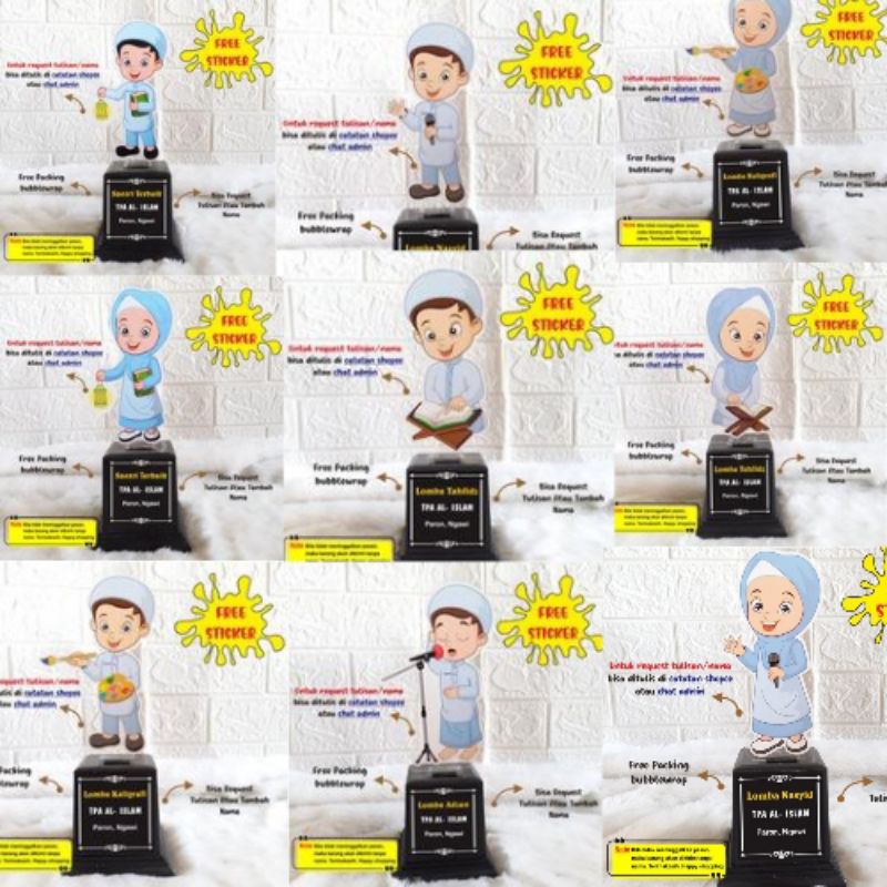 Children's muslim Acrylic Trophy/Koran Trophy/Adhan Competition Trophy ...
