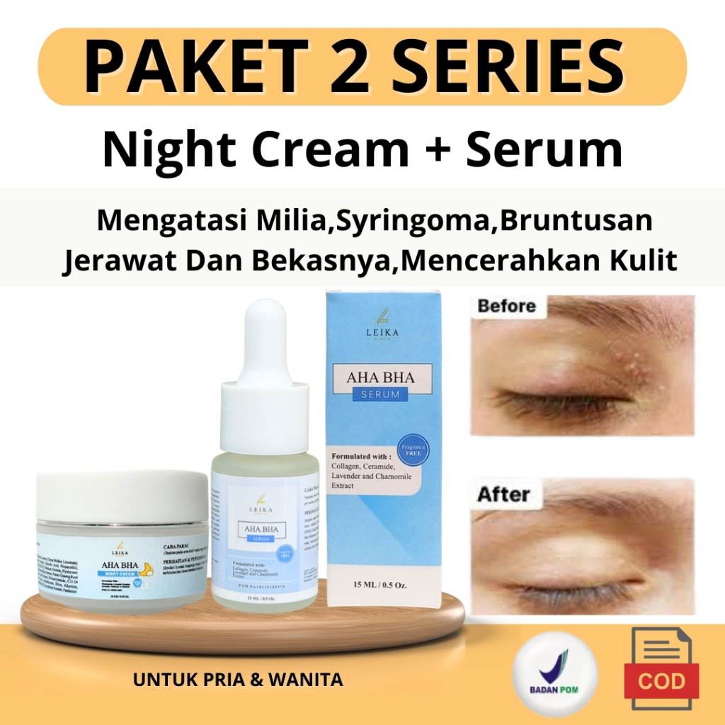 MATA Package 2in1 AHA BHA Night cream & Serum Skincare Permanent milia ...