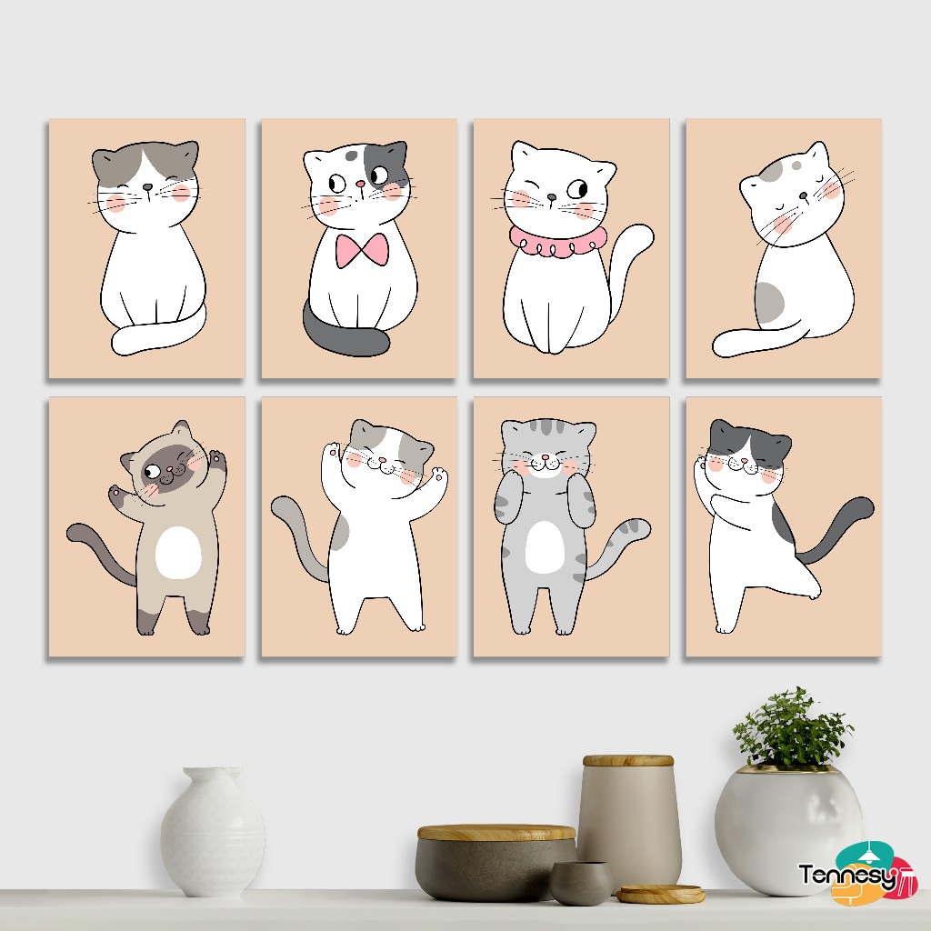 TENNESY CAT WALL DECORATION CAT WALL DECOR 15x20CM CUTE CAT WOODEN ...
