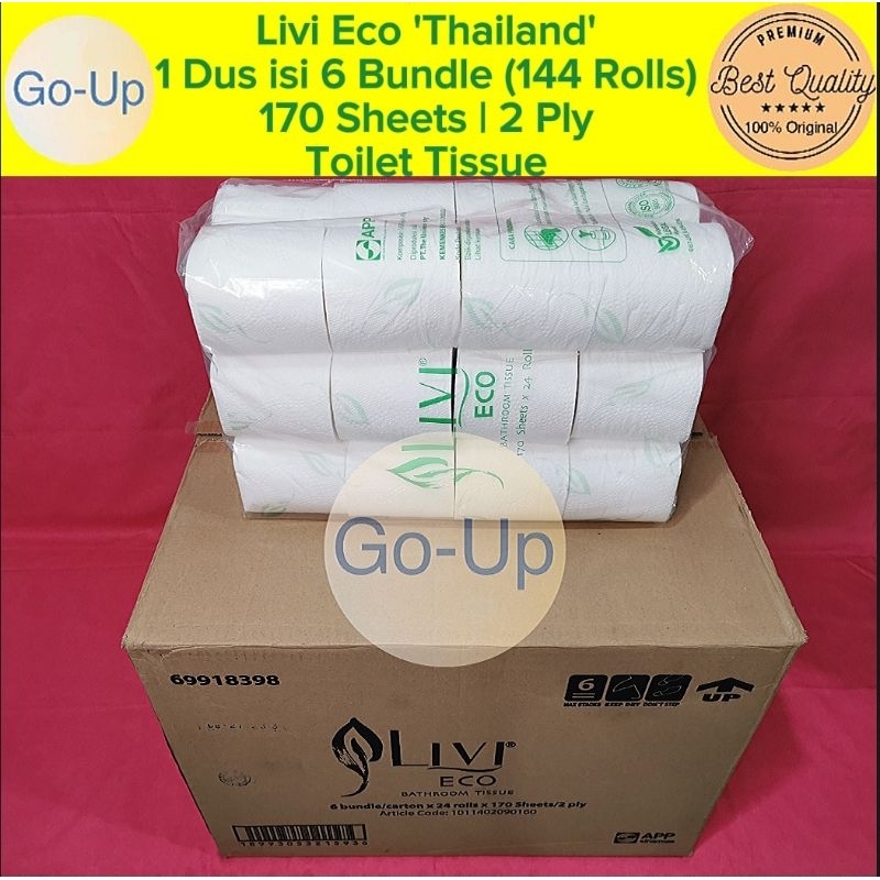 [1 Box contains 144 Rolls] Livi Eco Bathroom Tissue 170 Sheets 2 Ply ...