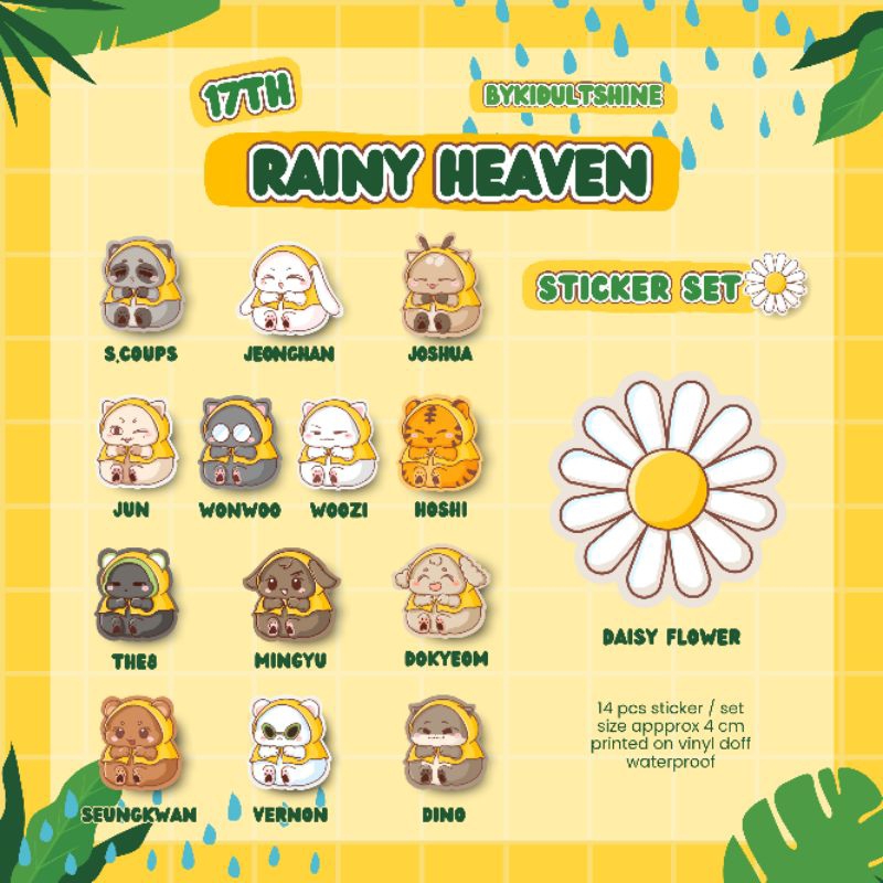 Seventeen SVT STICKER SET SEVENTEENTH RAINY HEAVEN SOUPS JEONGHAN ...