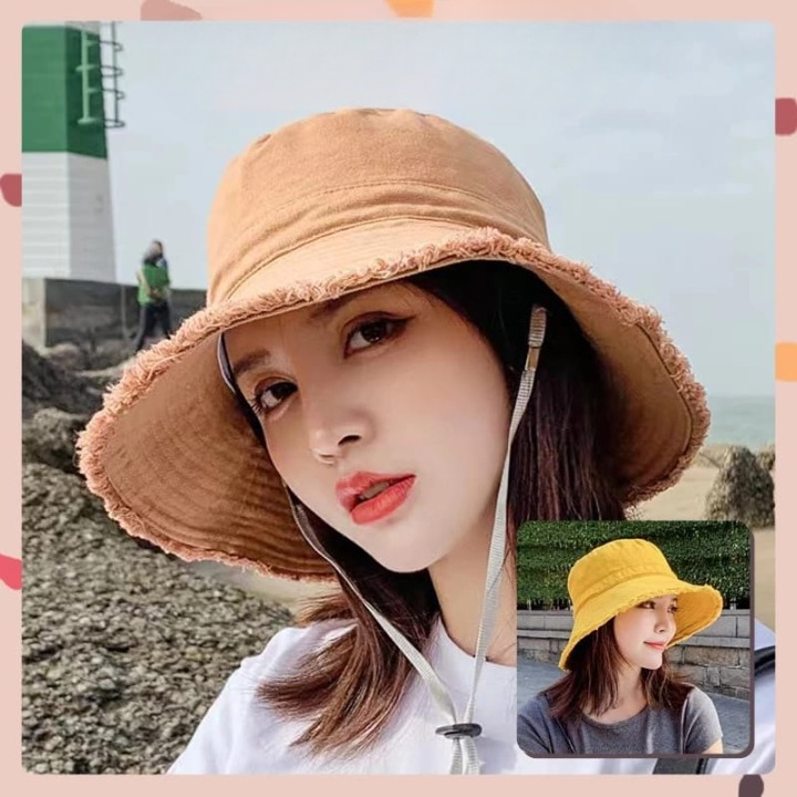 Rawis Bucket Hat / Rawis Tassel Ripped Bucket Hat in Various Colors and ...