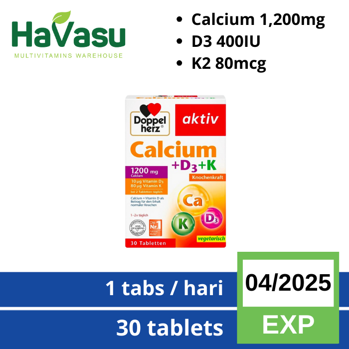Doppelherz Active Calcium Vitamin D3 and K Blood Clot Bone Muscle ...