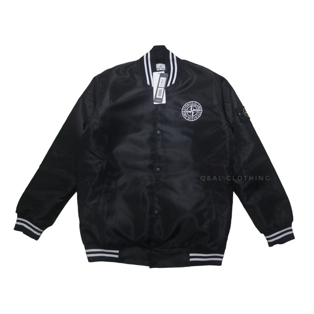 PUTIH HITAM Varsity STONE ISLAND JACKET BLACK WHITE LINS | Shopee Malaysia