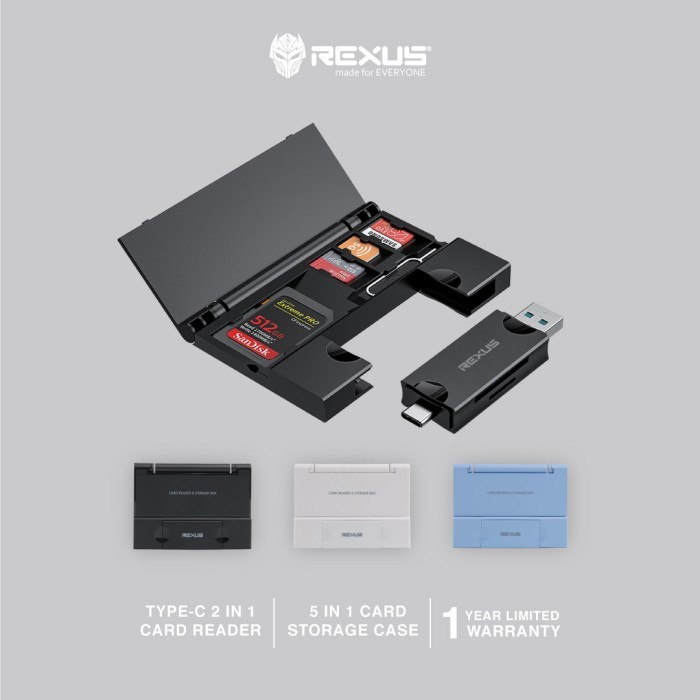 Rexus 5 in 1 Multiport Card reader Case with Storage Case RXC-305 | Shopee Malaysia